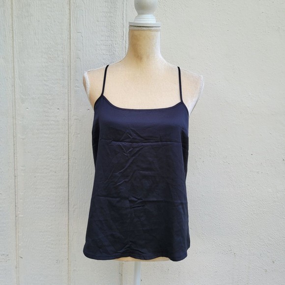 Tops | Victorias Secret Satin Black Racerback Cami Adjustable Straps ...